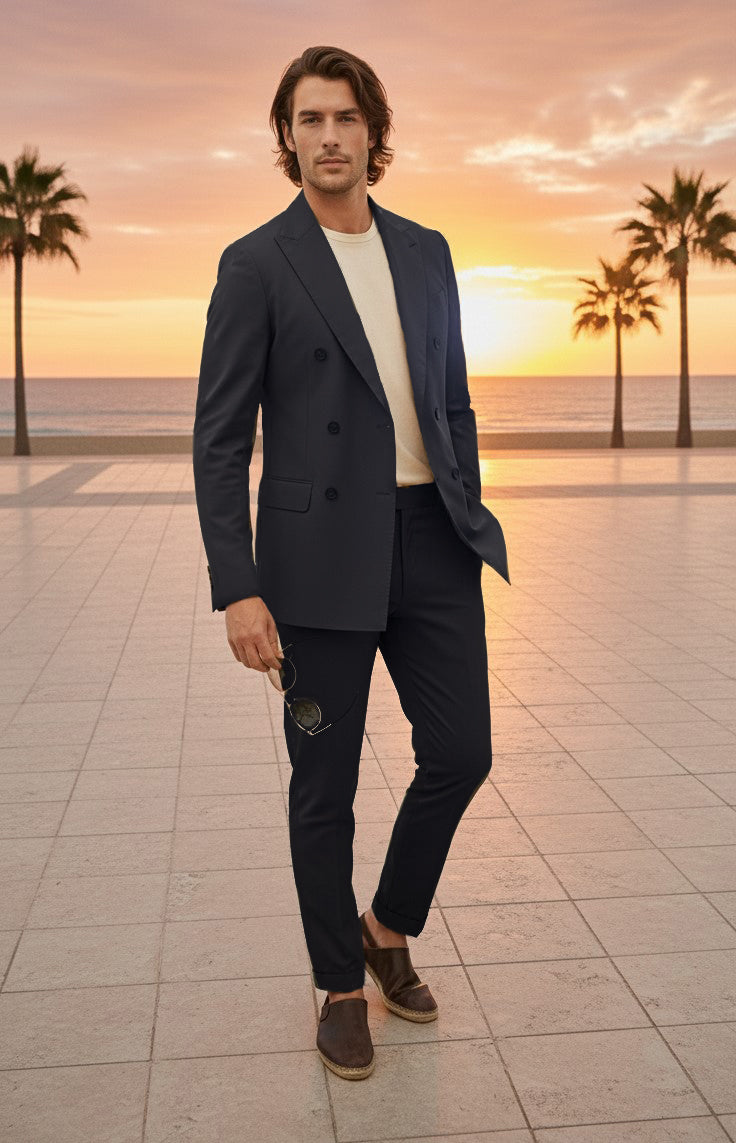 Monza Blake Navy Double Breasted Suit – Tony Barlow